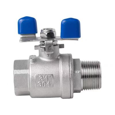 China Oed Supported 304 Stainless Steel F/M Butterfly Handle 2PC Ball Valve for Water Media for sale