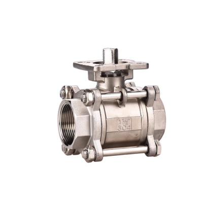 China Stainless Steel 3PC Ball Valve ISO 5211 Direct Mounting Pad Channel Straight Through Type for sale