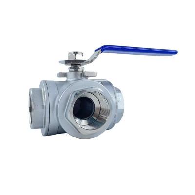 China Customization 304/316 Stainless Steel Three-Way Ball Valve with Internal Thread and Handle for sale