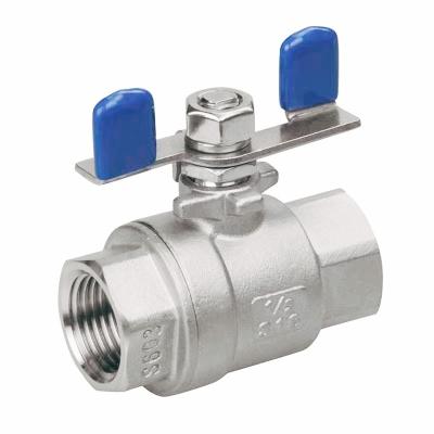 China 201/304 Stainless Steel Female Thread Butterfly Handle 2PC Ball Valve DN8-DN100 Cases for sale