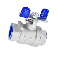 China SS304 316 Stainless Steel NPT Bsp Thread Two Piece Ball Valve with Butterfly Handle 1000wog for sale