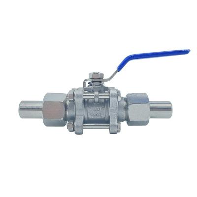 China Q21F Stainless Steel 304 316 Three-Piece Ball Valve with Manual Driving Mode and Handle for sale