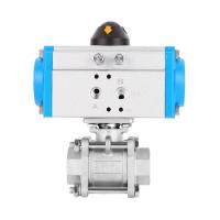China US Currency SS304/316 BSPT/Bsp/NPT Threaded Pneumatic 3PC Ball Valve Straight Through Type for sale