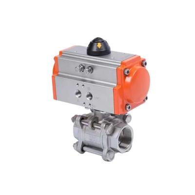 China Stainless Steel CF8m Female Thread 1 prime prime 3PC Full Port Pneumatic Ball Valve for sale