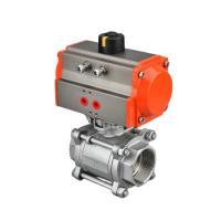China 304 Stainless Steel Air Control Ball Valve Pneumatic Actuated 3 PC 1000wog for Control for sale