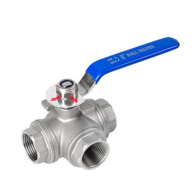 China Stainless Steel 304 Tee/Three Way Female Thread Ball Valve with Corrosion Resistance for sale
