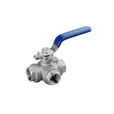 China Stainless Steel Threaded End 3 Three Way Ball Valve L-Type for Normal Temperature Fob for sale