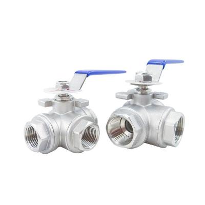 China Normal Temperature Three Way Stainless Steel Female Thread Ball Valve at Competitive for sale