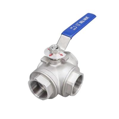 China T Type 3 Way Stainless Steel Ball Valve with Female Thread Customizable 30 Day Refund for sale