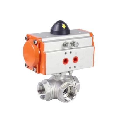 China 304/316 Stainless Steel Pneumatic Three-Way Ball Valve for Household Usage at Competitive for sale