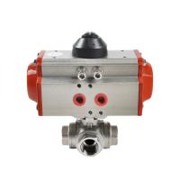 China CFR Model NO. Q614/615F SS304/316 Pneumatic Three-Way Ball Valve with Mounting Pad Term for sale