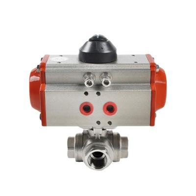 China CFR Model NO. Q614/615F SS304/316 Pneumatic Three-Way Ball Valve with Mounting Pad Term for sale
