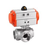 China CFR Model NO. Q614/615F SS304/316 Pneumatic Three-Way Ball Valve with Mounting Pad Term for sale