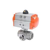 China CFR Model NO. Q614/615F SS304/316 Pneumatic Three-Way Ball Valve with Mounting Pad Term for sale