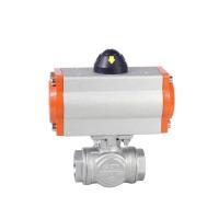 China CFR Model NO. Q614/615F SS304/316 Pneumatic Three-Way Ball Valve with Mounting Pad Term for sale