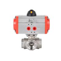 China CFR Model NO. Q614/615F SS304/316 Pneumatic Three-Way Ball Valve with Mounting Pad Term for sale
