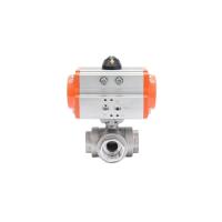 China 1 Inch Pneumatic Actuator Hygienic Ball Valve with Tee Type Channel and SS304 Material for sale