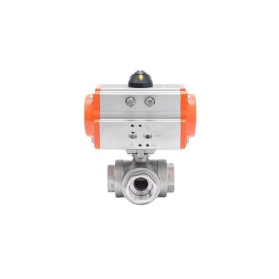 China 1 Inch Pneumatic Actuator Hygienic Ball Valve with Tee Type Channel and SS304 Material for sale