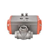 China Stainless Steel Three Way Ball Valve With Pneumatic Actuator NPT Bsp BSPT End Connection for sale