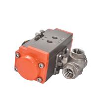 China Stainless Steel Three Way Ball Valve With Pneumatic Actuator NPT Bsp BSPT End Connection for sale