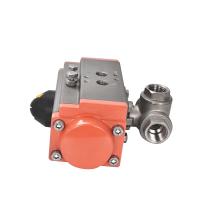 China Stainless Steel Three Way Ball Valve With Pneumatic Actuator NPT Bsp BSPT End Connection for sale