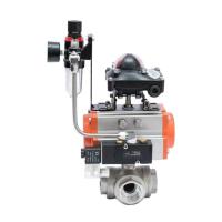 China CF8m Class 150 NPT Thread Three Way Pneumatic Ball Valve For Versatile Applications for sale