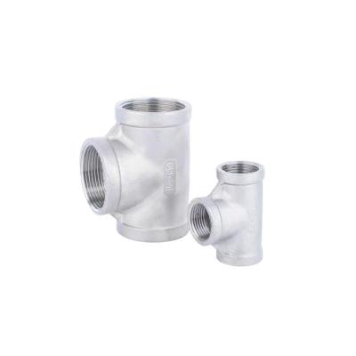 China External Thread Reducing DN10 Stainless Steel Pipe Fitting Tee for Oil Water and Gas for sale