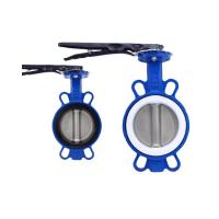 China Manual Operation Wafer Cast Iron Butterfly Valve with Ductile Iron Body and Rubber Seat for sale