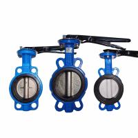 China Manual Operation Wafer Cast Iron Butterfly Valve with Ductile Iron Body and Rubber Seat for sale