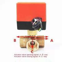 China Three-Way Structure Brass Electric Ball Valve for Central Air Conditioning Fan Coil for sale
