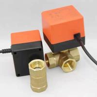China Three-Way Structure Brass Electric Ball Valve for Central Air Conditioning Fan Coil for sale