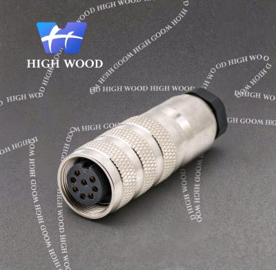 China M16 Waterproof Connector, 8-pin Female, Straight Cable Solder Connector for sale