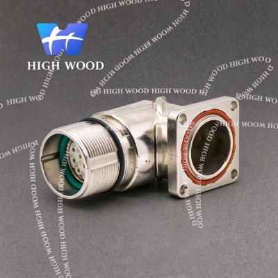 China M23 Connector Socket, 17-Core Right Angle Receptacle, Female, Panel Mount, 4-Hole Flange, Shielded for sale