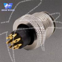 China M12 Connector, 8-Pin Straight Injection-Molded Male Head with Solder Cups, Without Shielding, A-Latch for sale