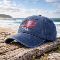China Embroidery on Hat – Custom Vintage Washed Baseball Cap with USA Flag Embroidery | Dad Hat Manufacturer for sale