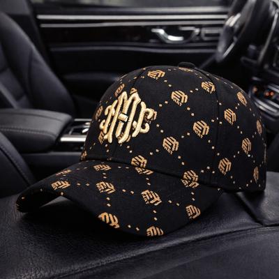 China Embroidery on Hat – Custom Luxury Pattern Baseball Cap with Gold Embroidered Monogram | Premium Fashion Hat Manufacturer for sale