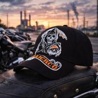 China Embroidery on Hat – Custom Skull Embroidered Baseball Cap | Biker Hat, Streetwear Cap, Custom Logo Hats Manufacturer Wholesale for sale