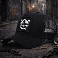 China Embroidered Patch Hat Custom | Streetwear Trucker Cap Skull Design | Custom Logo Mesh Hats Wholesale Manufacturer for sale