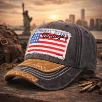 China Embroidered Patch Hat Custom | Vintage American Flag Baseball Cap | Distressed Denim Patch Hats Wholesale Manufacturer for sale