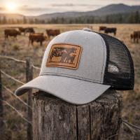 China Leather Patch Hat Custom Trucker Cap Ranch Style Cowboy Caps Custom Logo Mesh Hats Wholesale Manufacturer for sale