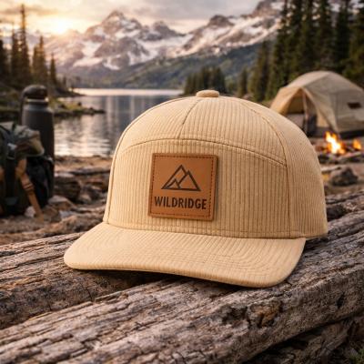 China Leather Patch Hat Custom Corduroy Trucker Cap Outdoor Mountain Style Premium Caps Wholesale Manufacturer for sale