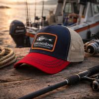 China Woven Patch Hat Custom Fishing Trucker Cap Marine Style Custom Logo Mesh Hats Wholesale Manufacturer for sale