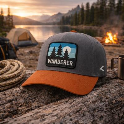 China Woven Patch Hat Custom Camping Outdoor Cap Travel Style Trucker Hats Custom Logo Wholesale Manufacturer for sale