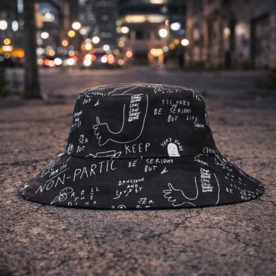 China Graffiti Print Bucket Hat – Custom Streetwear Fisherman Hat | Lightweight Casual Bucket Hat | Urban Fashion Sun Hat for sale