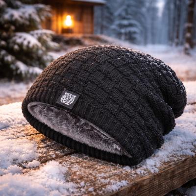 China Fleece Lined Knit Beanie – Ultra Warm Winter Hat | Soft Thermal Slouchy Beanie | Custom Logo Cold Weather Beanie for sale