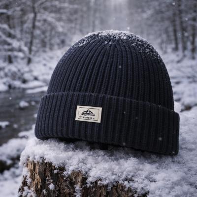 China Ribbed Knit Beanie – Warm Winter Beanie Hat | Cuffed Outdoor Beanie with Custom Logo Patch | Soft Stretch Knit Cap for sale