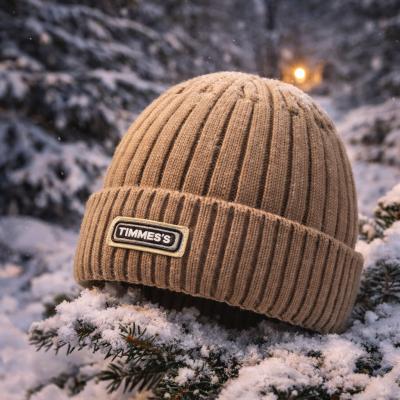 China Ribbed Knit Beanie – Warm Winter Beanie Hat | Cuffed Soft Stretch Beanie with Logo Patch | Custom Knit Cap for Outdoor & Streetwear for sale