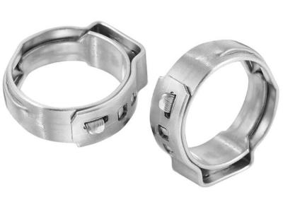China Plumbing System Tumbled SUS304 Single Ear Stepless Hose Clamps for sale