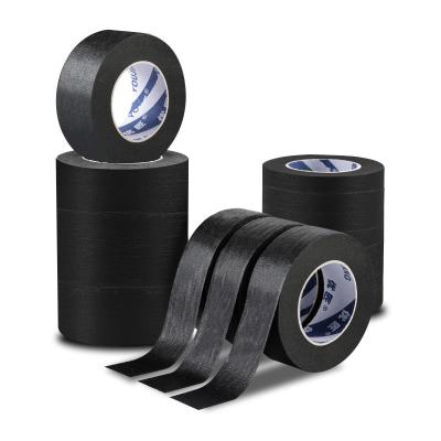 China Black Stick Wall Flat 1 Inch Masking Tape Crepe Paper Stripping Trim for sale