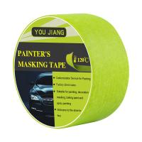 China High Temperature 120 Degree Painters Masking Tape Waterproof Green Crepe Paper 50m for sale